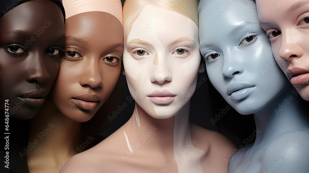 Portrait of a group of women of different ethnicities with different ...