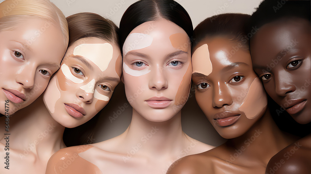 Portrait of a group of women of different ethnicities with different ...
