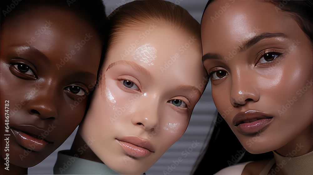 Portrait of a group of women of different ethnicities with different ...