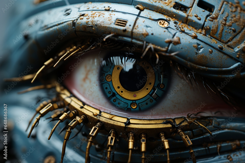 Programmed сlose up metal cyber electronic eye surveillance security ...