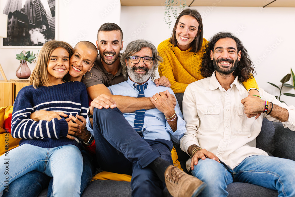 Portrait of big multi generational happy family. Photo group of ...