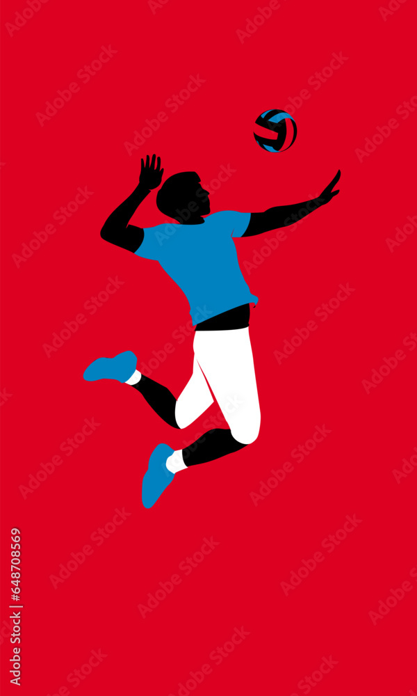 Classy Timeless Illustration Of Volleyball Player Silhouette In Action