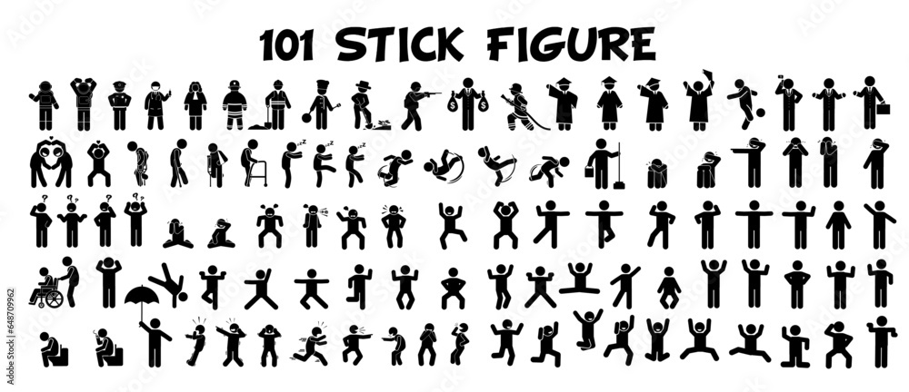 101 stick figure set, pictogram, stickman. Stock Vector | Adobe Stock