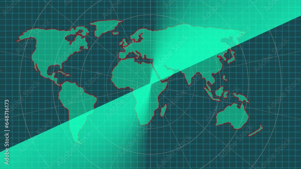 Digital technology scanning earth map animation. colorful earth map ...