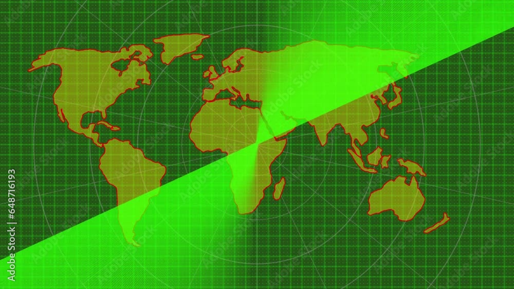 Digital technology scanning earth map animation. colorful earth map ...