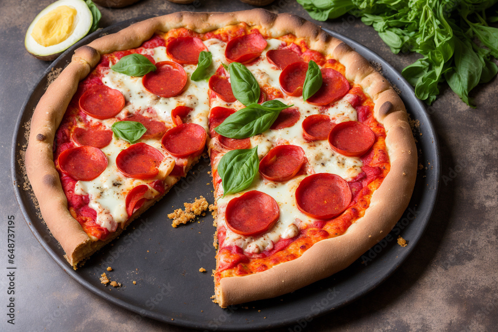 Fire Pit Italian Pizza with Toppings with Wooden Fire Stove Oven Stock ...