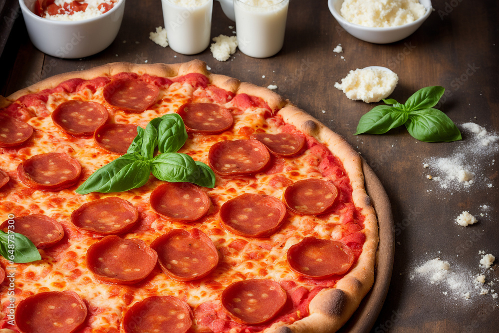Fire Pit Italian Pizza with Toppings with Wooden Fire Stove Oven Stock ...