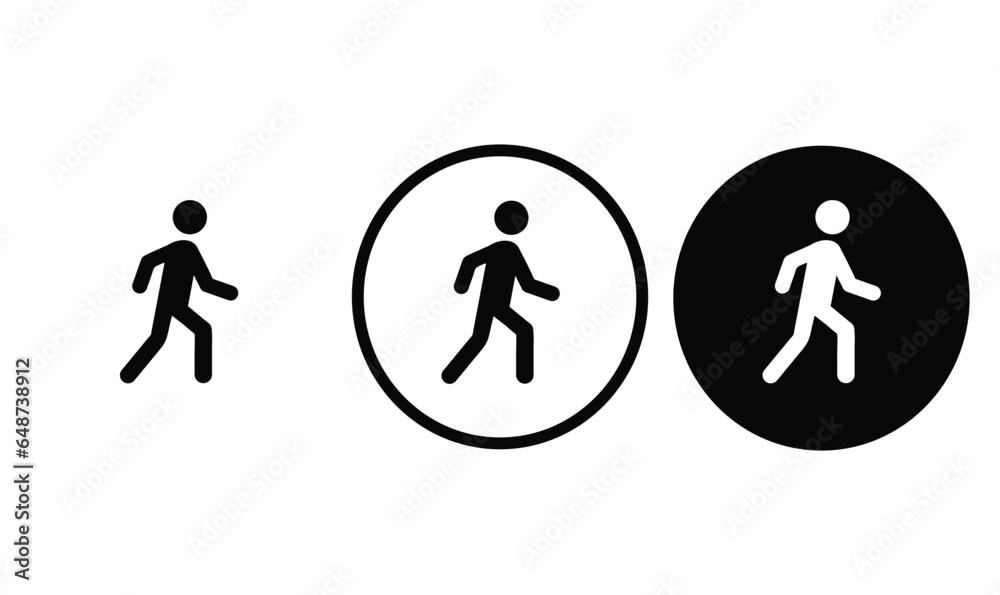 icon walk black outline for web site design and mobile dark mode apps ...