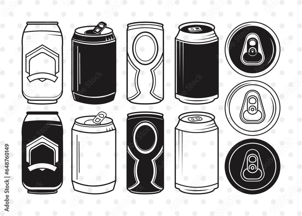 Beverage Can Silhouette, Drink Can svg, Soda Pop Svg, Soda Can Svg ...
