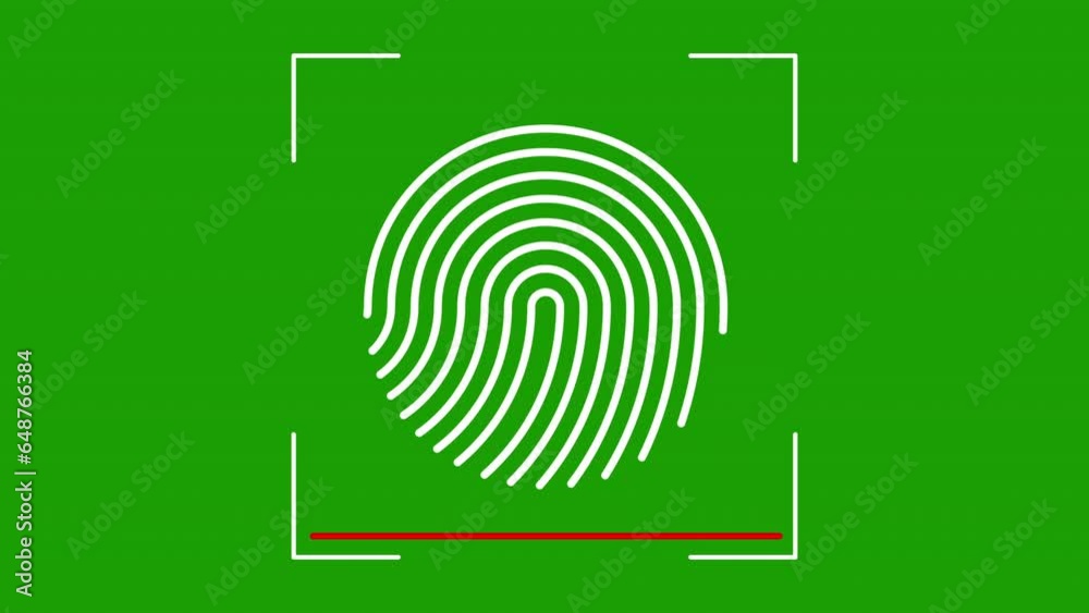 Fingerprint Scanner Animation on green background. Fingerprint digital ...