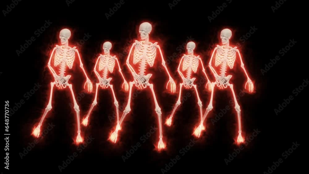 Dancing Fire Skeletons 3D. 3D Skeletons Fanny Dance Animation. Skeleton ...