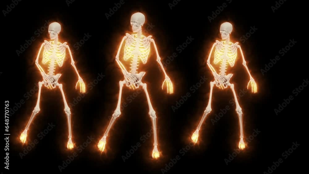 Dancing Fire Skeletons 3D. 3D Skeletons Fanny Dance Animation. Skeleton ...