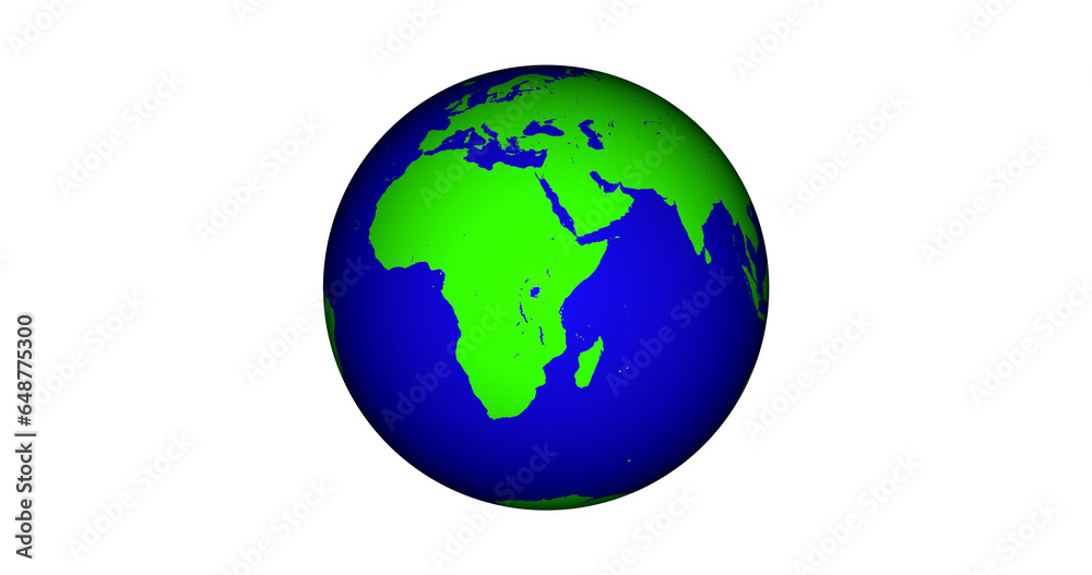 Cartoon earth globe isolate on white background. Fake 3D earth globe 4k ...