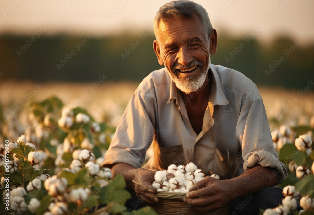 Farmer harvesting cotton wool in the field plantation. Stock Photo ...