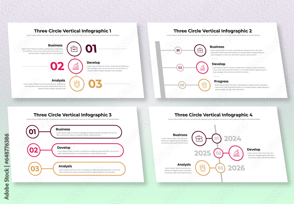 Three Steps Circle Vertical Infographic Design Stock Template | Adobe Stock