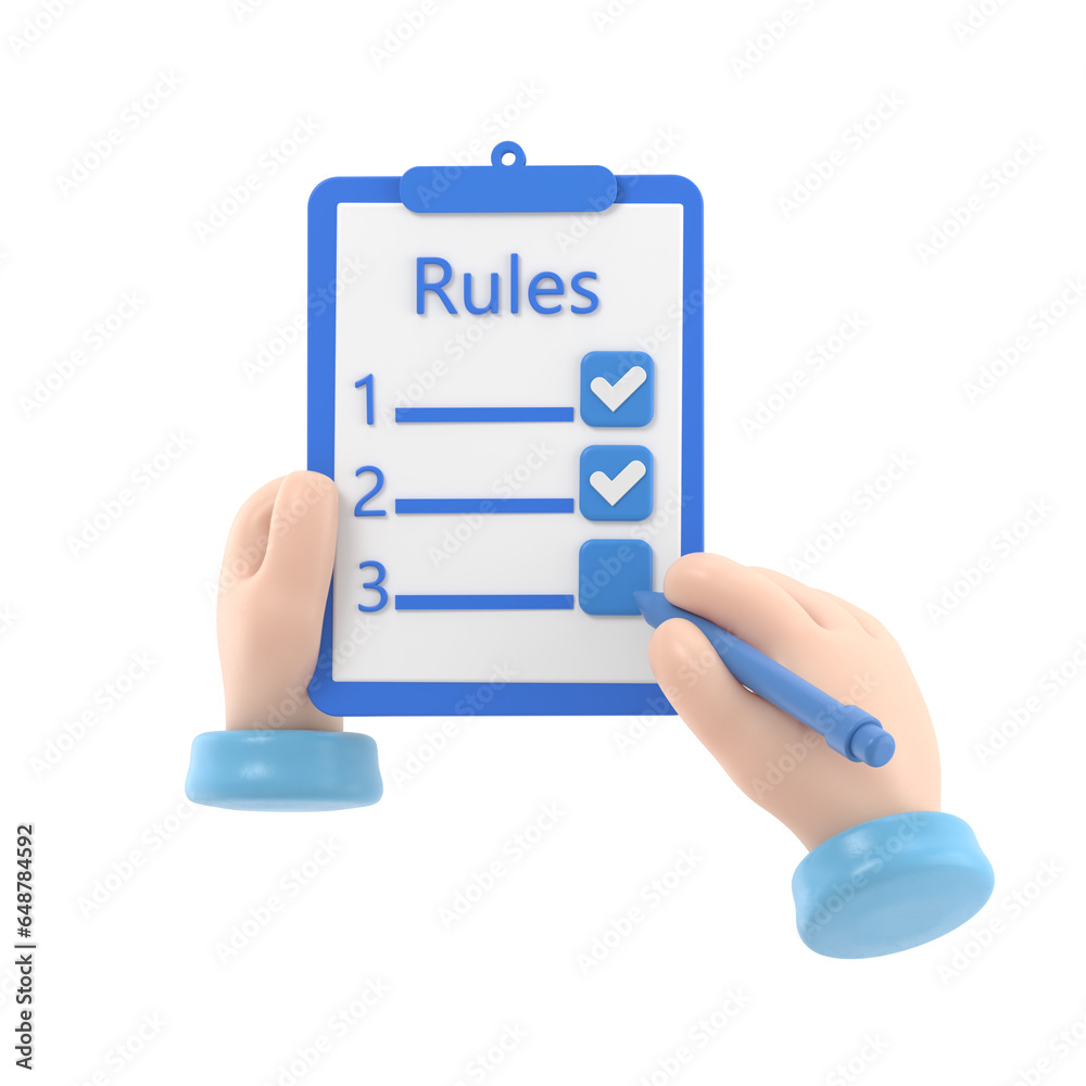 Rules concept. Businessman holding in hand clipboard with regulations ...