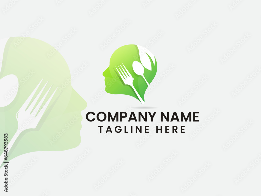 Food head logo design. Healthy food brain. Natural food. Head. Human ...