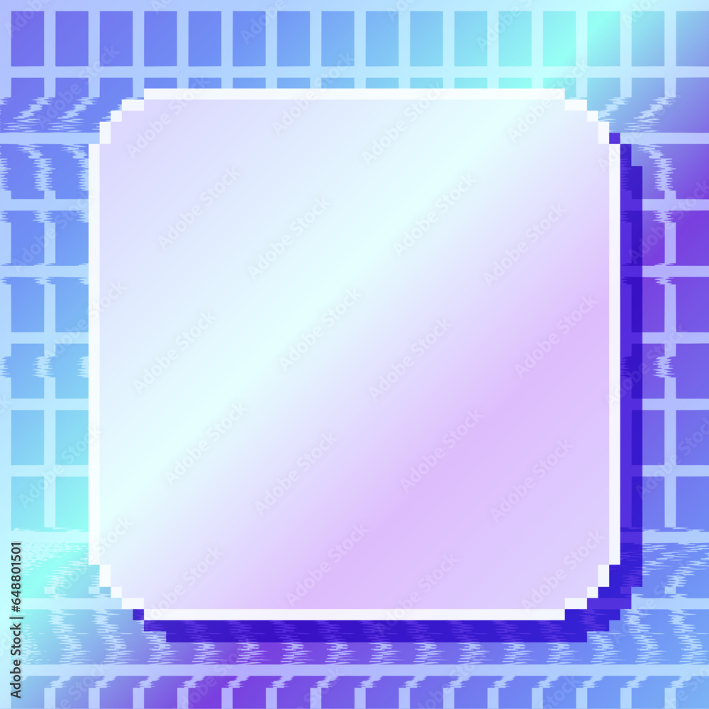 Pixel Art Retro Style Rounded Square Template, Blue Crystal Gradient ...