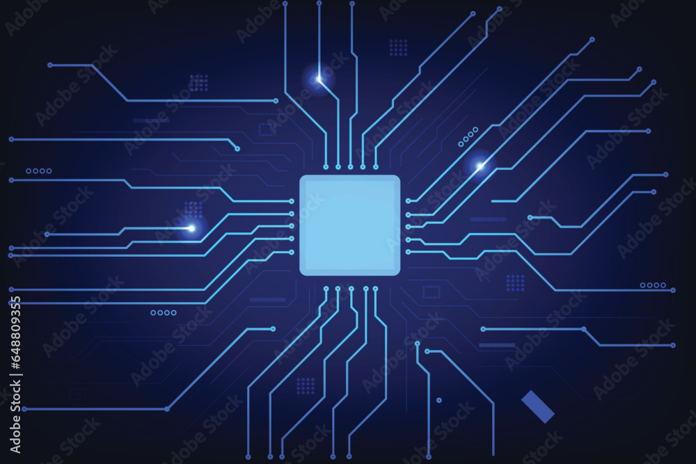 chipset processor circuit board digital transformation blue abstract ...