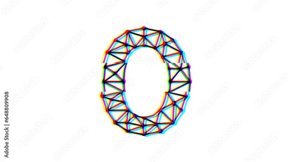 Polygonal letter o animation with glitch effect on white background, 4k ...