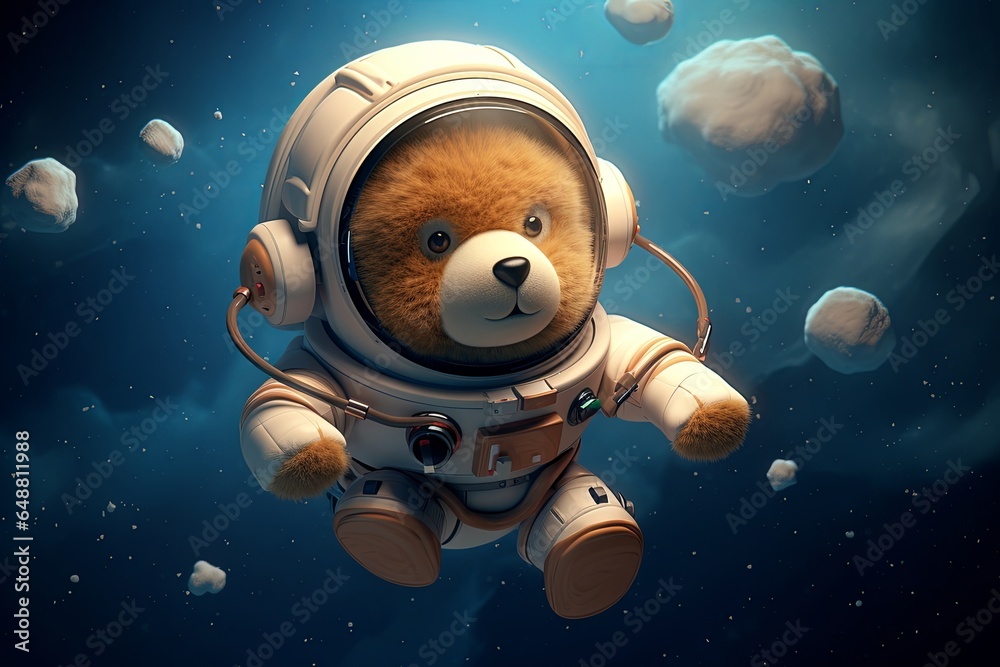 astronaut teddy bear in space heading for the moon, Generative AI Stock Illustration | Adobe Stock