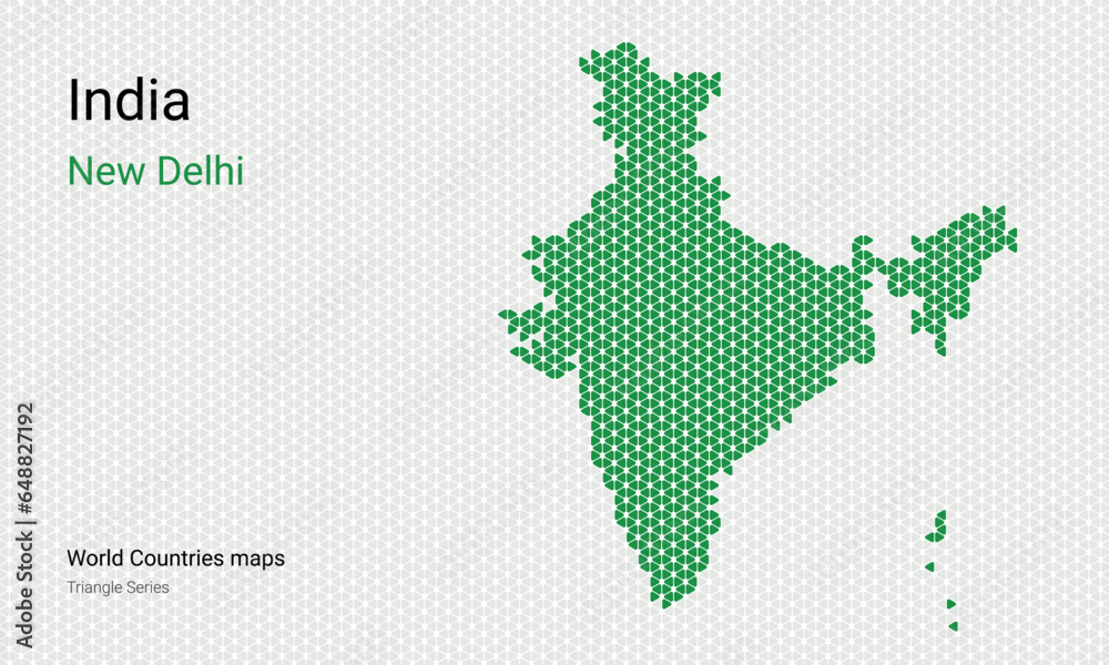 India, Deli, Mumbai vector map. Triangular pattern. Creative map of ...