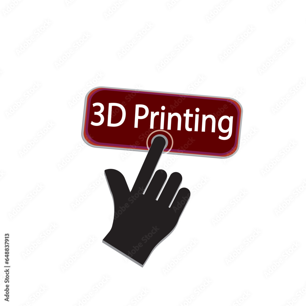 Hand Mouse Cursor Clicks the 3d printed button vector design Stock ...