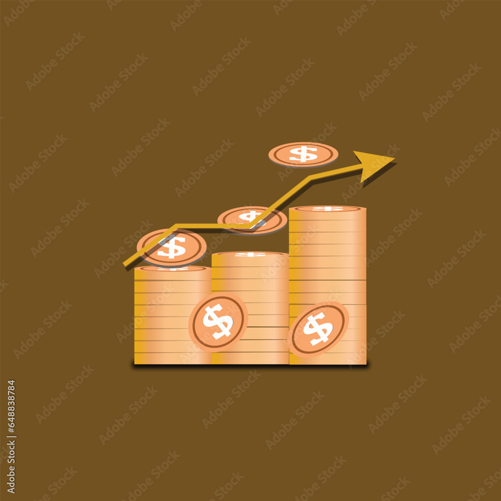 dollar coin business graph on arrow line with background .vector ...