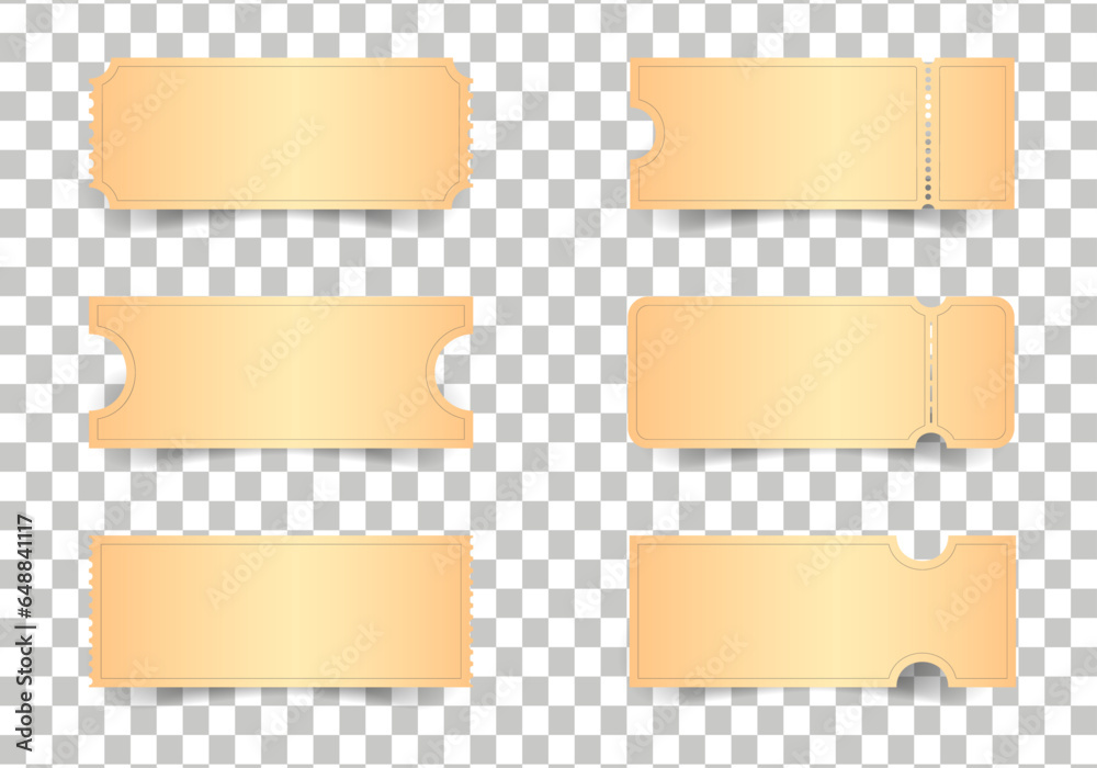 Empty ticket set. Blank ticket template. Coupons, lotteries, movie ...