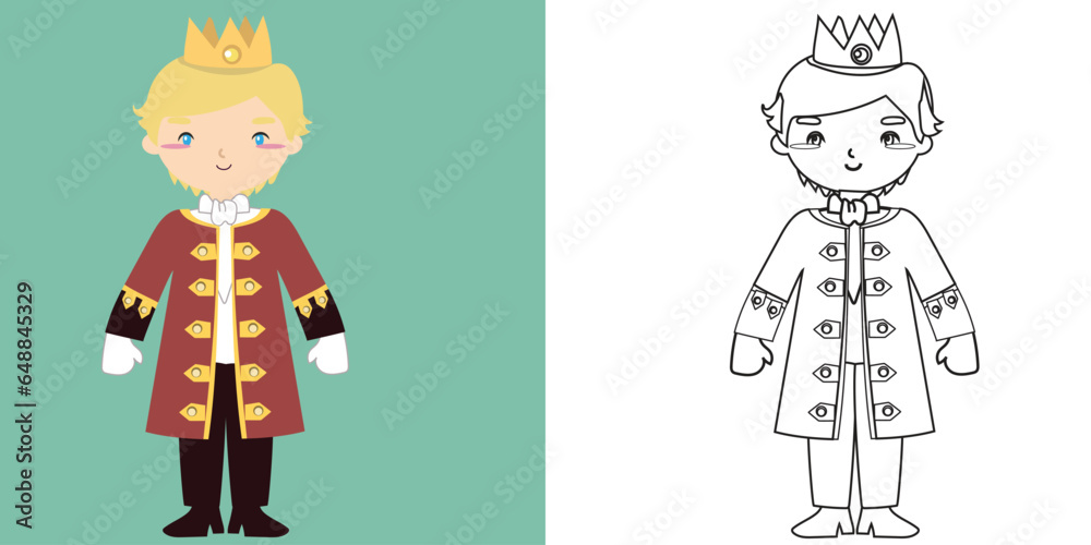 Colouring cute fairytale kingdom character. Coloring a cute little ...