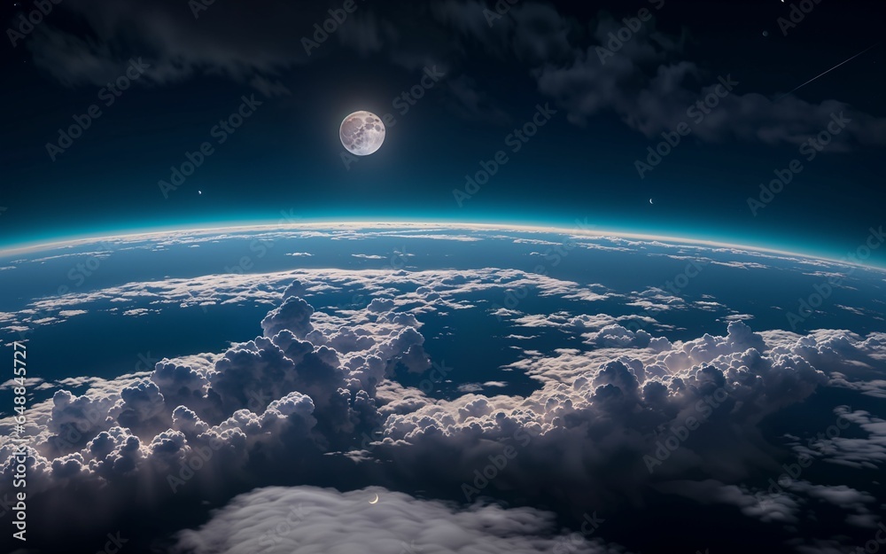 Moonlit Skies A Journey Above Infinite Clouds ai generated Stock ...