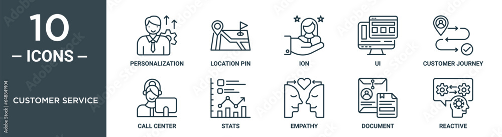 customer service outline icon set includes thin line personalization ...