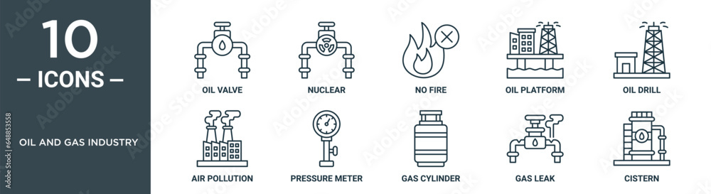 oil and gas industry outline icon set includes thin line oil valve ...