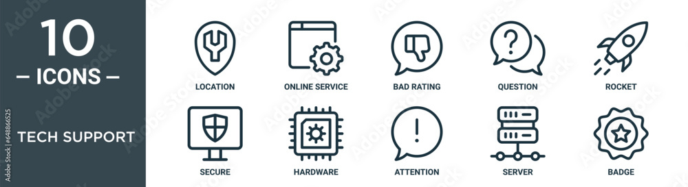Grafika wektorowa Stock: tech support outline icon set includes thin ...