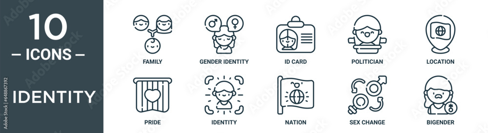 identity outline icon set includes thin line family, gender identity ...