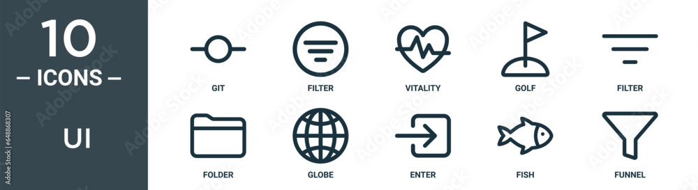 ui outline icon set includes thin line git, filter, vitality, golf ...