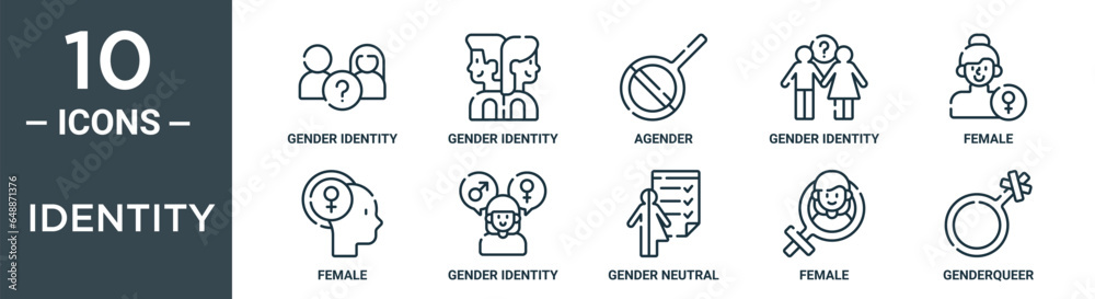 identity outline icon set includes thin line gender identity, gender ...