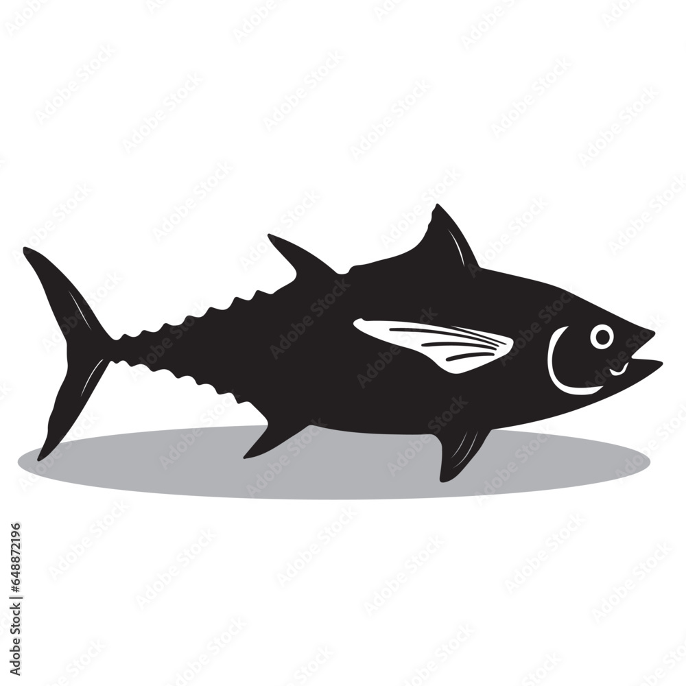 Tuna Silhouette, cute Tuna Vector Silhouette, Cute Tuna cartoon ...