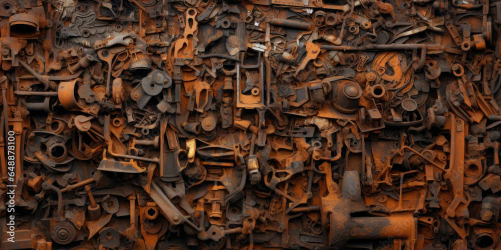 Texture Of Pile Of Pieces Of Rusty Scrap Metal For Background Created ...