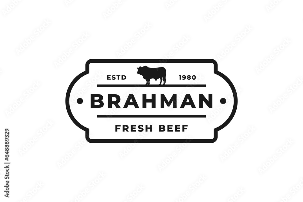 Brahman Cattle Logo or Brahman Label Vector Isolated. Best Brahman ...