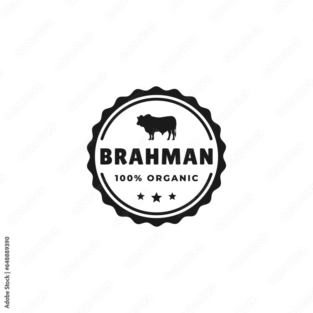 Brahman Cattle Logo Or Brahman Cattle Label Vector Isolated Best Brahman Cattle Logo For