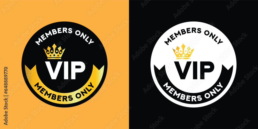 VIP MEMBERS ONLY, logo, sticker, label, icon, badge, isolated vector ...
