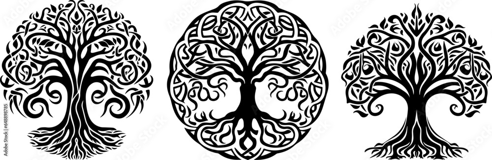 Yggdrasil vector hand draw. Tree of life outline vector illustration ...
