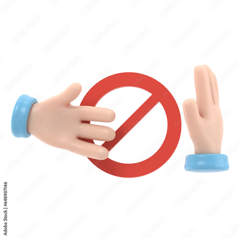 Do not contact. No handshake icon. Red prohibition sign. Precautions ...