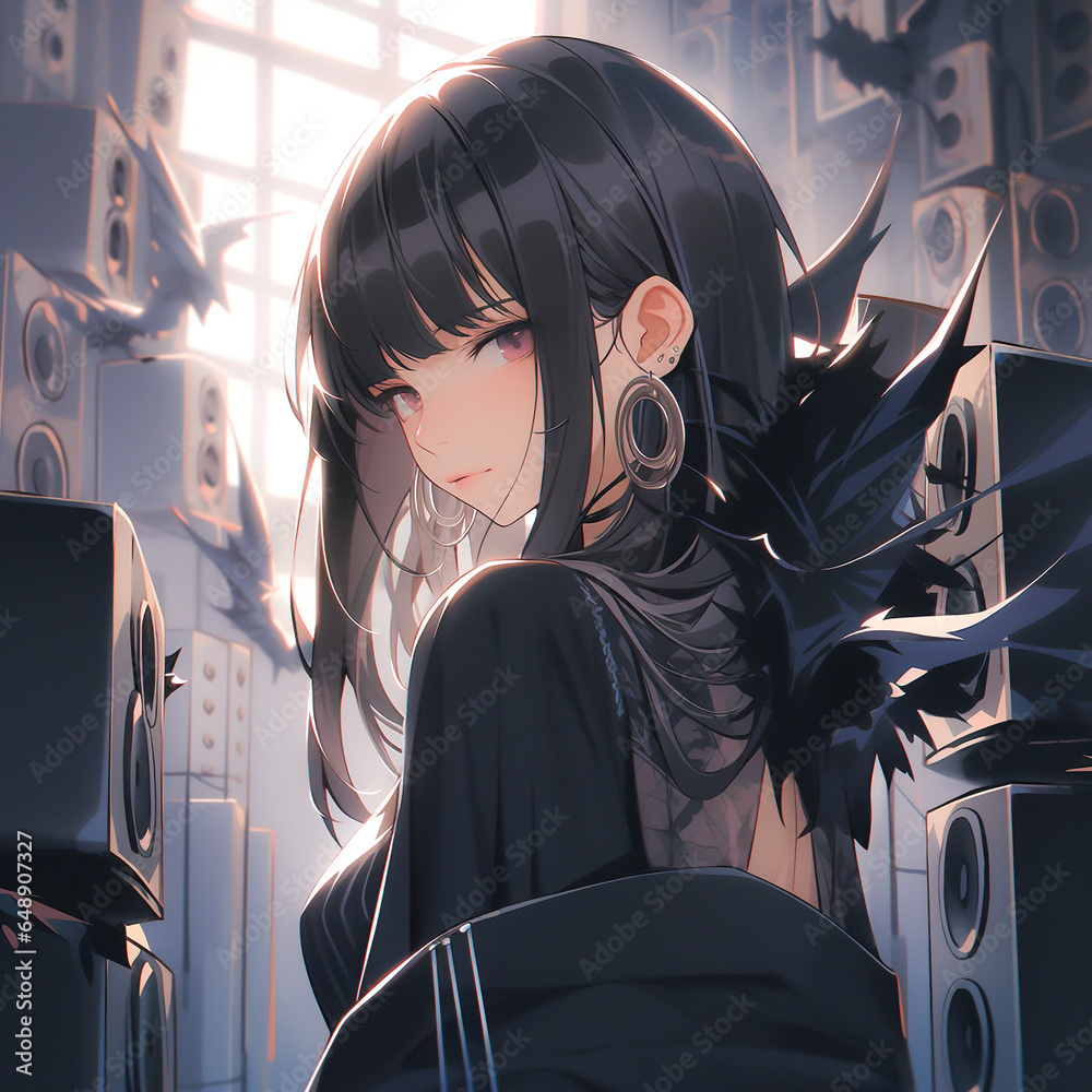 Lo Fi Anime Girl Dj Colourful Background Inspiration For An Album Cover Or Playlist Tile