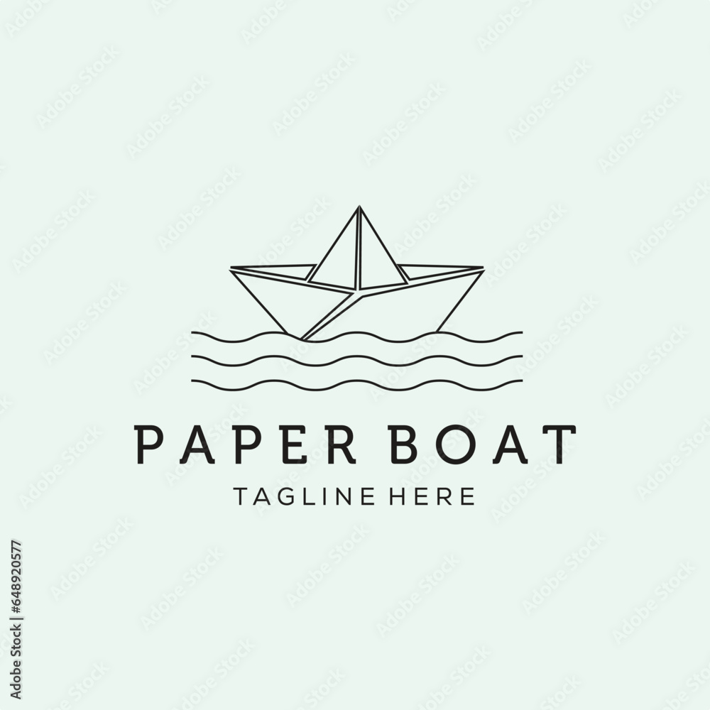 paper boat line art logo vector minimalist illustration origami nature ...