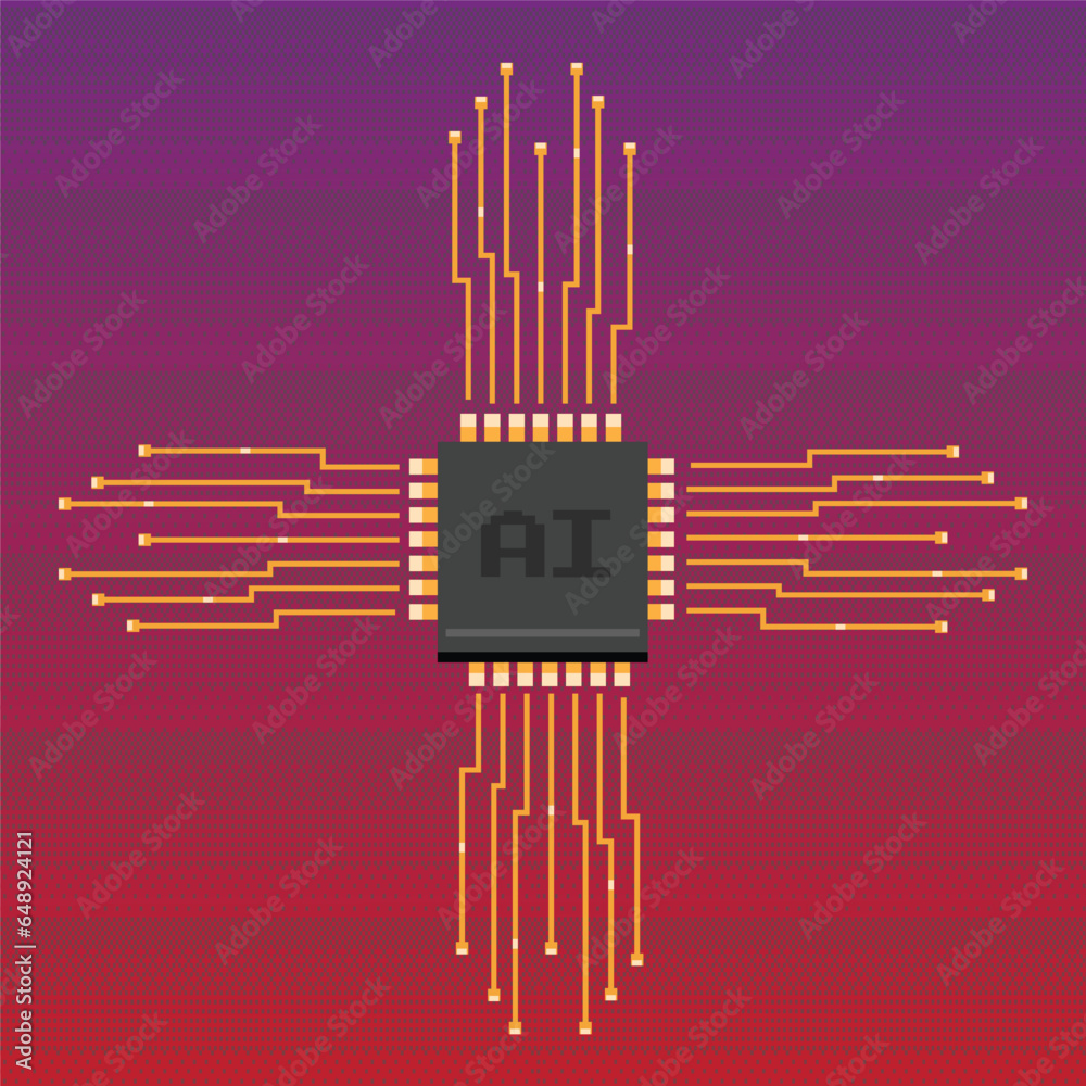pixel art 8 bit chipset processor circuit board digital transformation ...
