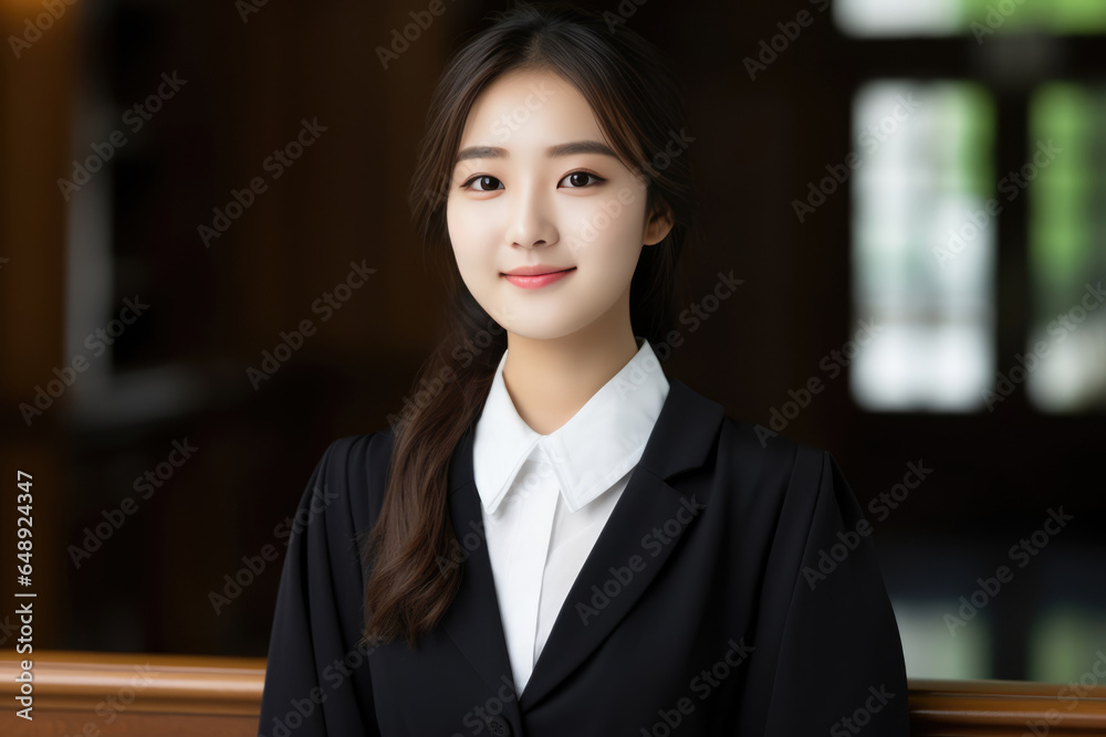 Beautiful Young Asian Woman Judge . Сoncept Hard Work Determination ...