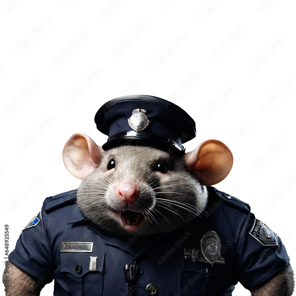 Portrait of Humanoid Anthropomorphic Greedy Fat Rat Wearing Police ...