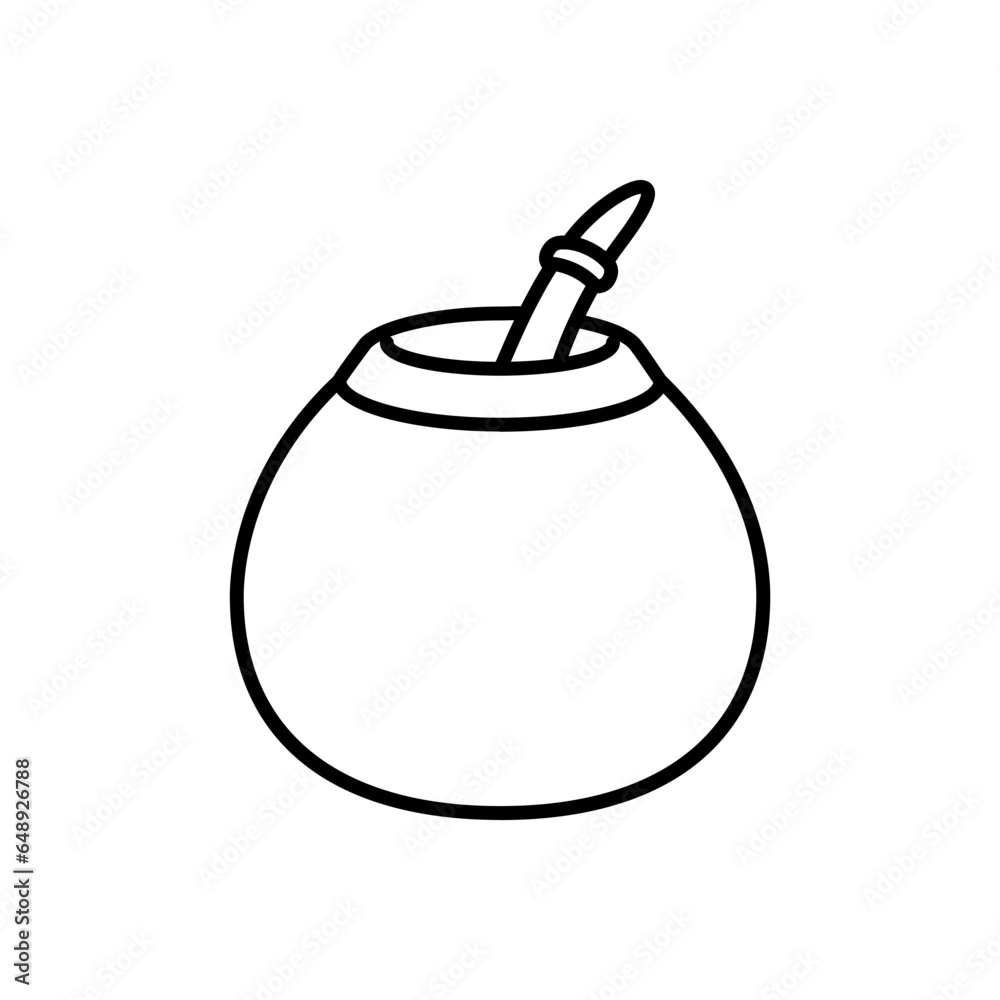 Vetor de Simple Yerba Mate doodle icon, drawing of mate gourd and ...